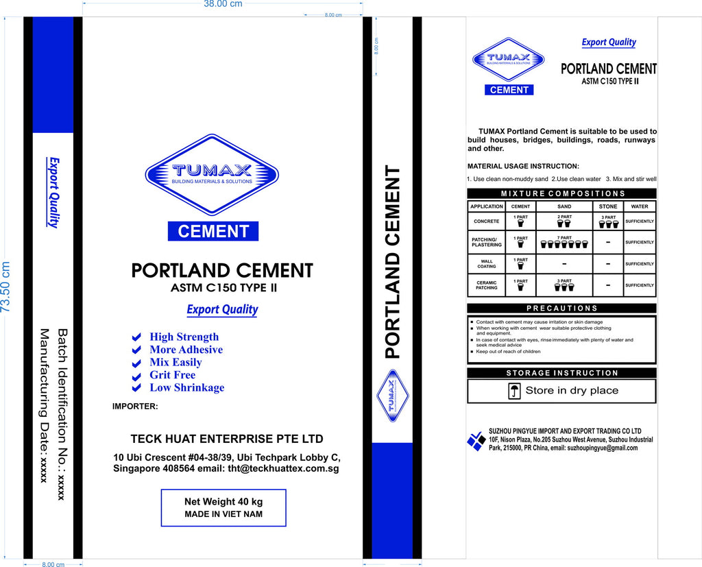 Tumax Portland Cement Type II 40kg/Bag – Teck Huat Enterprise Pte Ltd